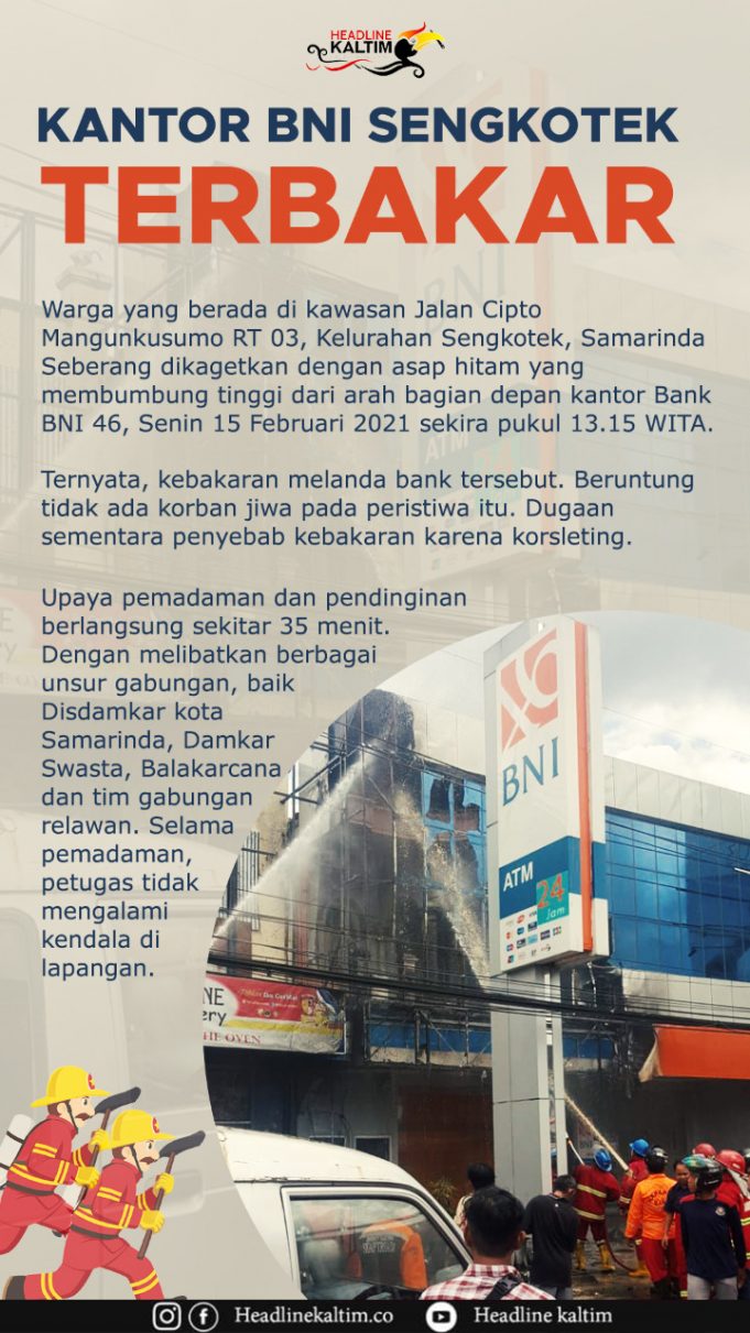 Kantor BNI Sengkotek Terbakar