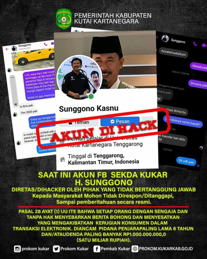 Tawaran Lelang Kendaraan, Modus Penipuan Pakai Akun Pejabat Kukar