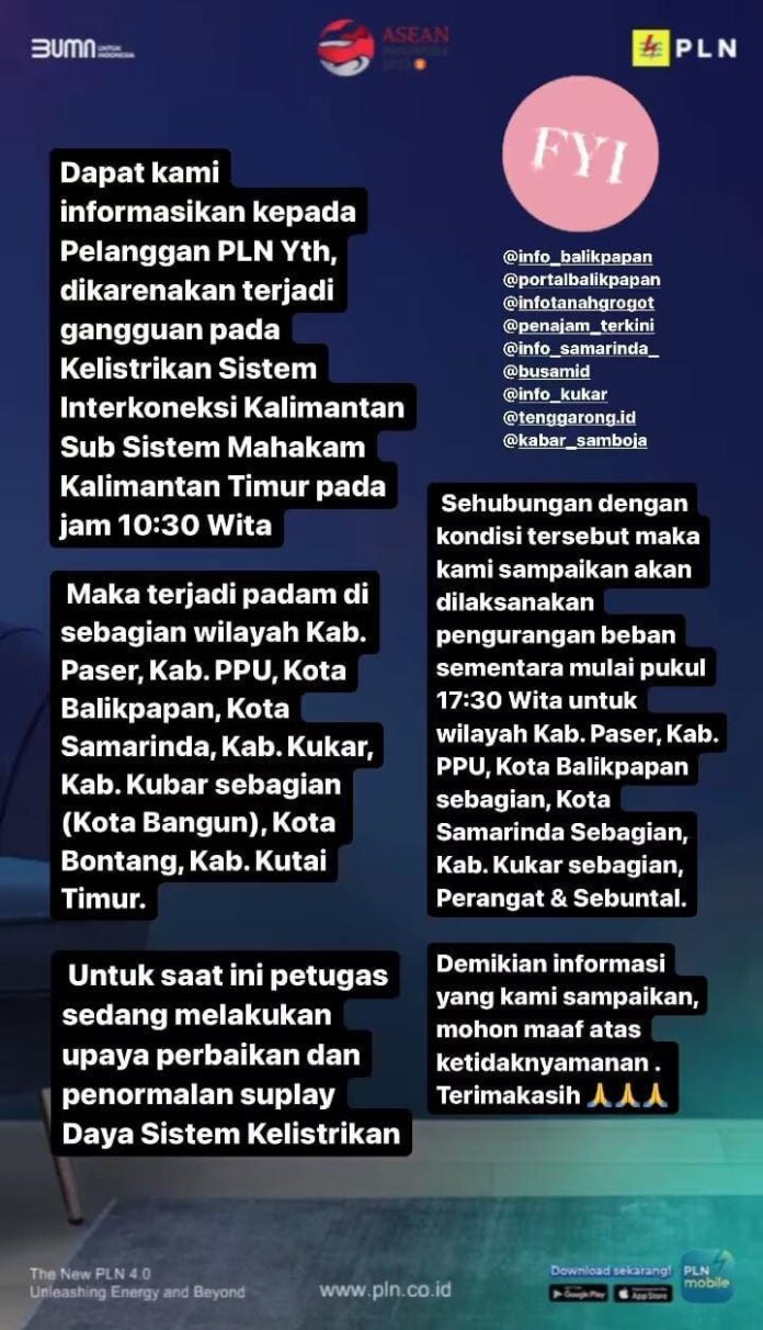 Padam Sejak Siang, Listrik di Kaltim Mulai Normal Bertahap